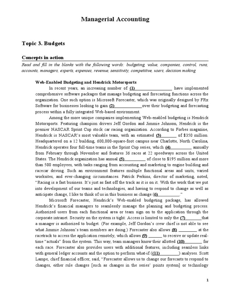 Assignment 3 | Download Free PDF | Budget | Nascar