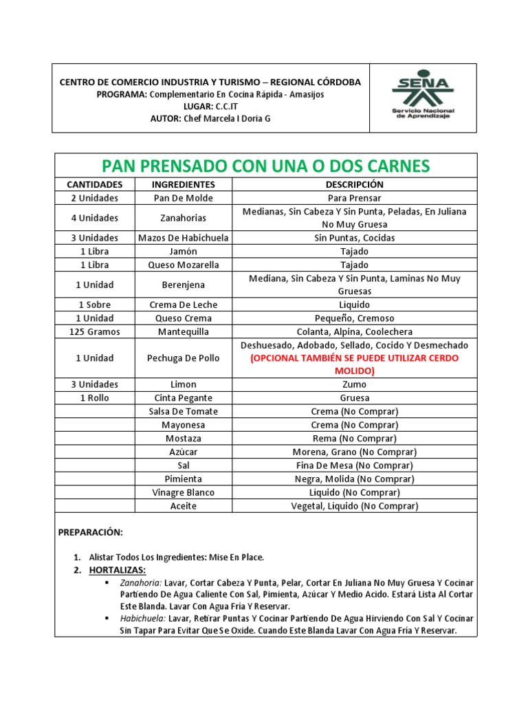Pan Prensado Una o Dos Carnes | PDF | Mayonesa | Panes