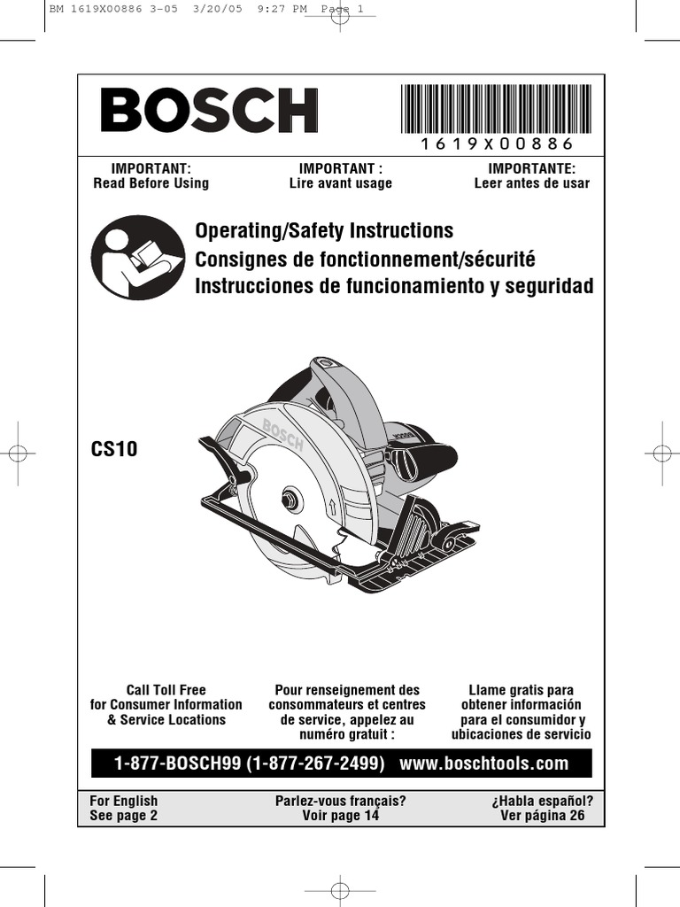 SIERRA CIRCULAR Bosch CS10 Circular Saw | PDF | Ac Power Plugs And Sockets | Switch
