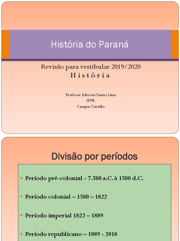 Aulão História Do Paraná Revisão UFPR 2020 Ederson | PDF | Café | Geada