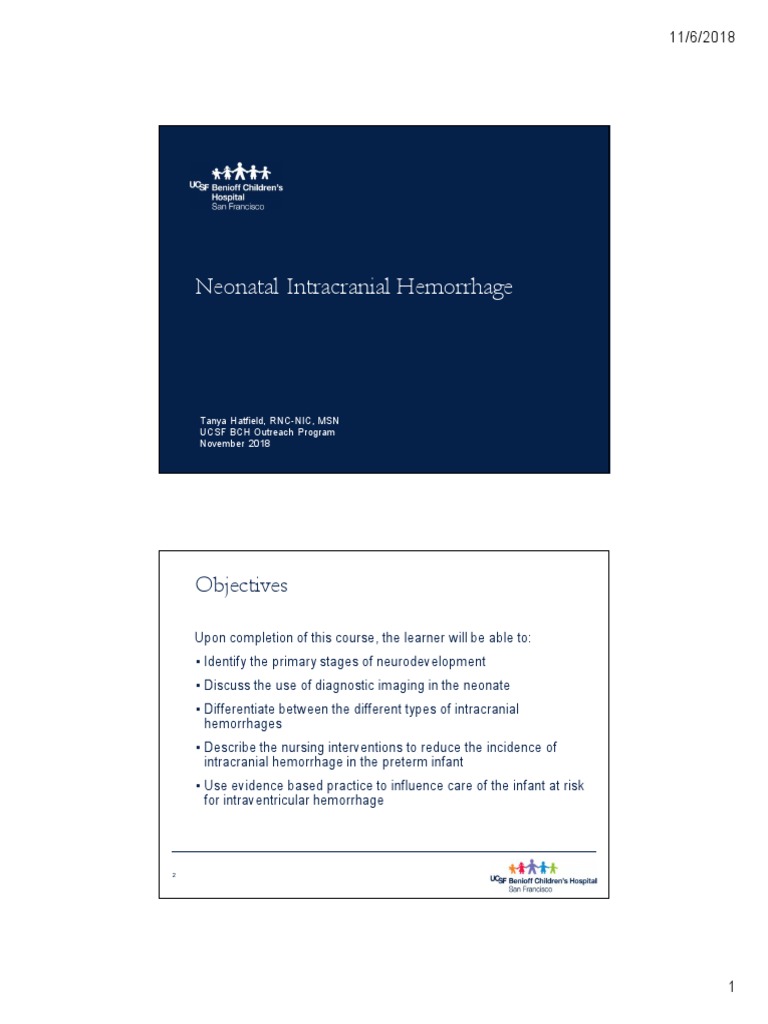 Intracranial Hemorrhage - Hatfield 11 2018 | PDF | Stroke | Preterm Birth