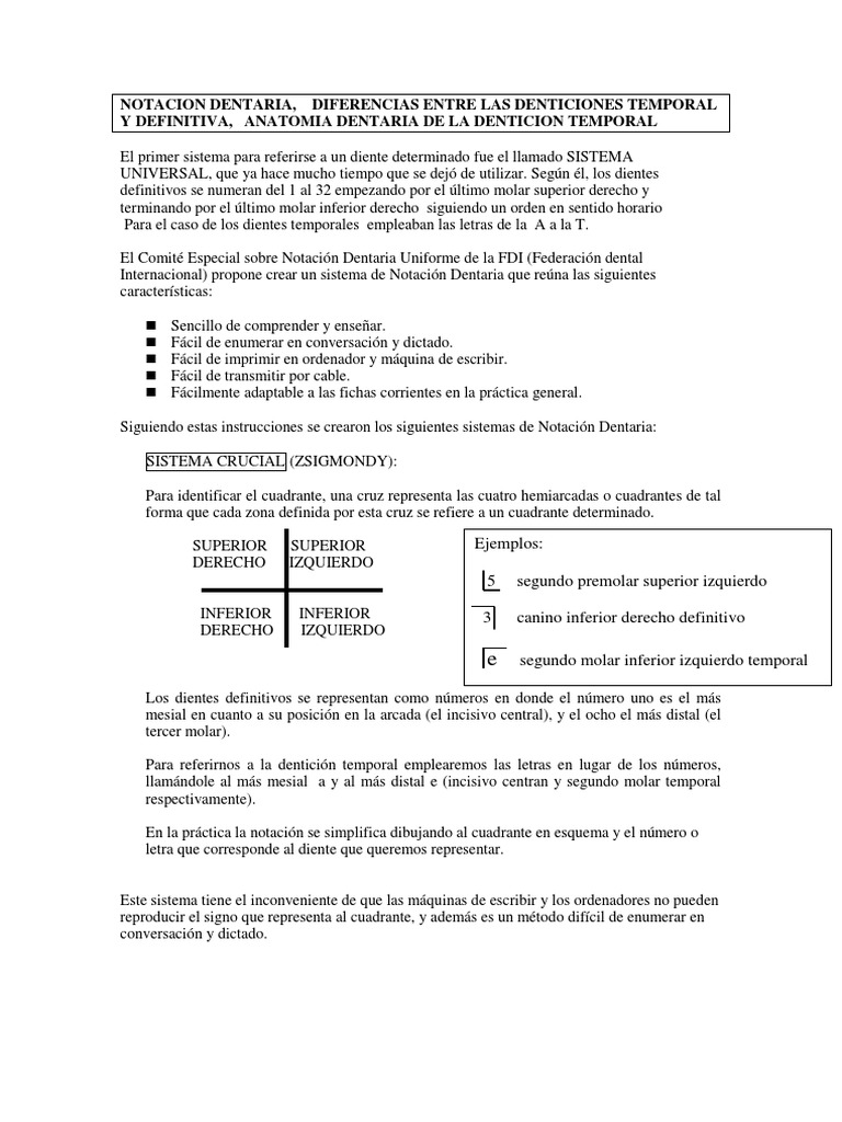 1 Notación-Anatomia 1 | PDF | Diente | Odontología