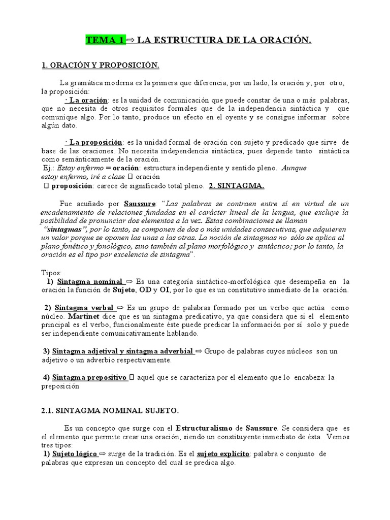 Sintaxis Completa | PDF | Asunto (gramática) | Oración (Lingüística)