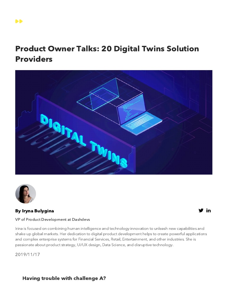 Digital Twin Solutions Overview | PDF | Internet Of Things | Cloud ...