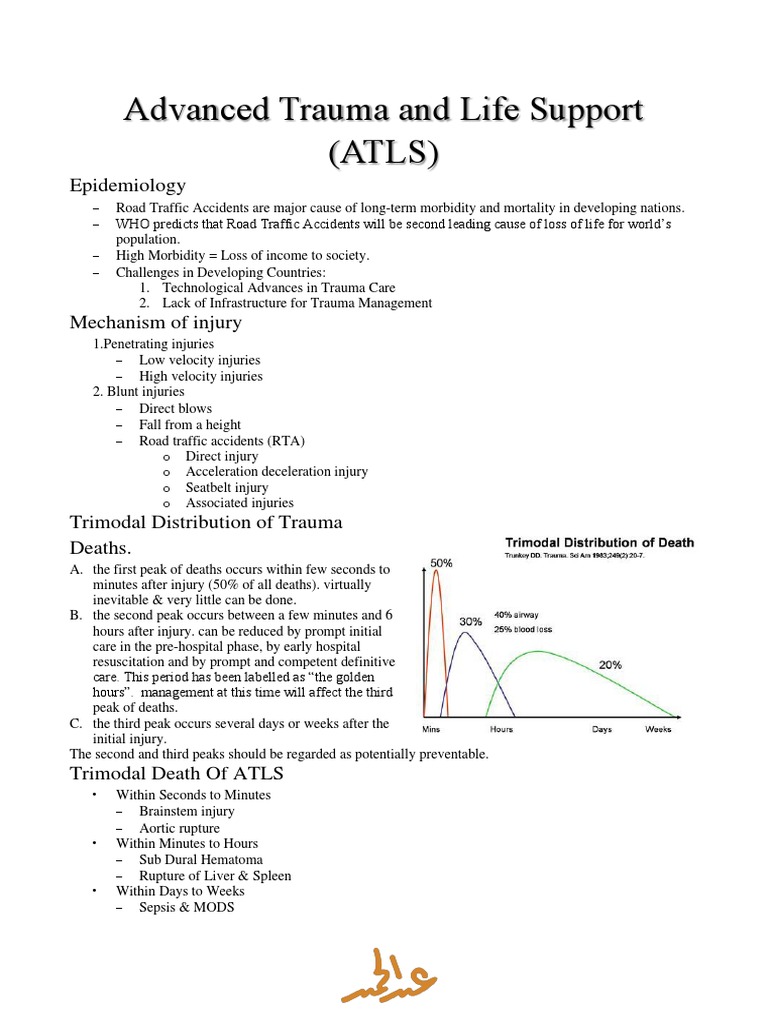 Advanced Trauma and Life Support (ATLS) : Epidemiology | PDF | Major ...