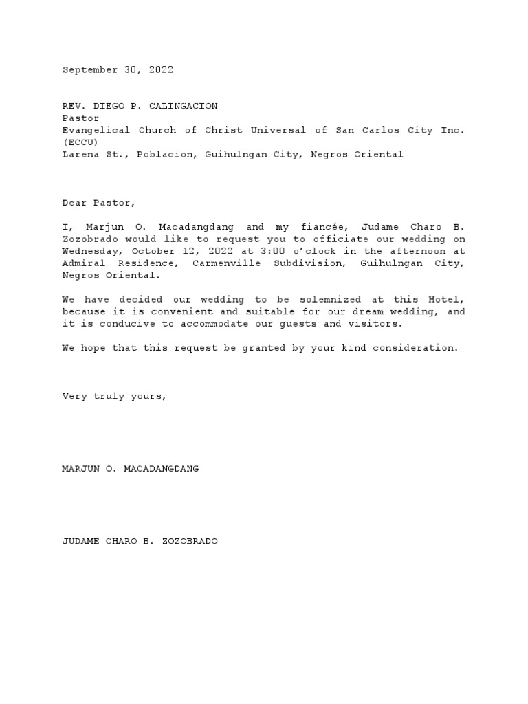 Marriage Request Letter CandidoEspina | PDF