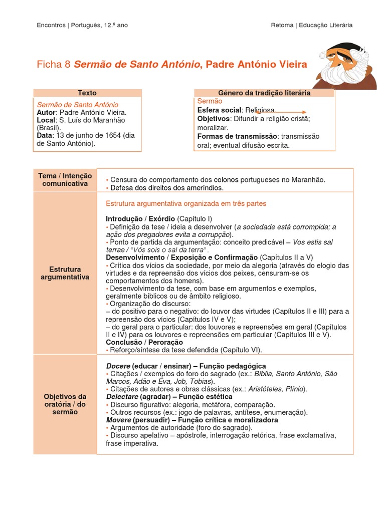 Sermão de Santo António - Esquema | PDF