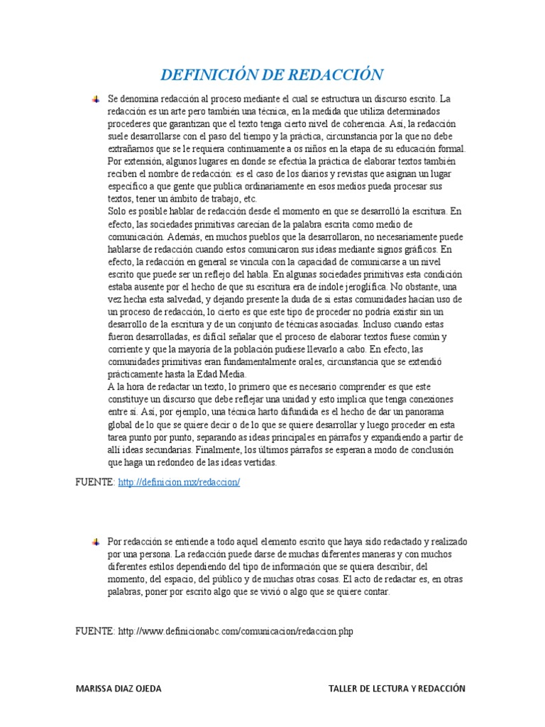 Definición de Redacción | PDF | Escritores | Escritura