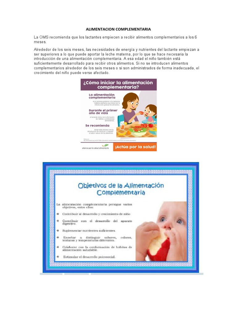 Alimentacion Complementaria | PDF | Alimentos | Nutrición