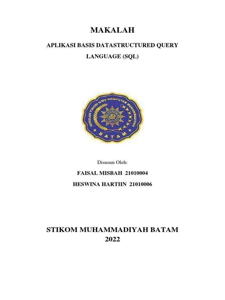 MAKALAH Pembelajaran Aplikasi Basis Data SQL | PDF