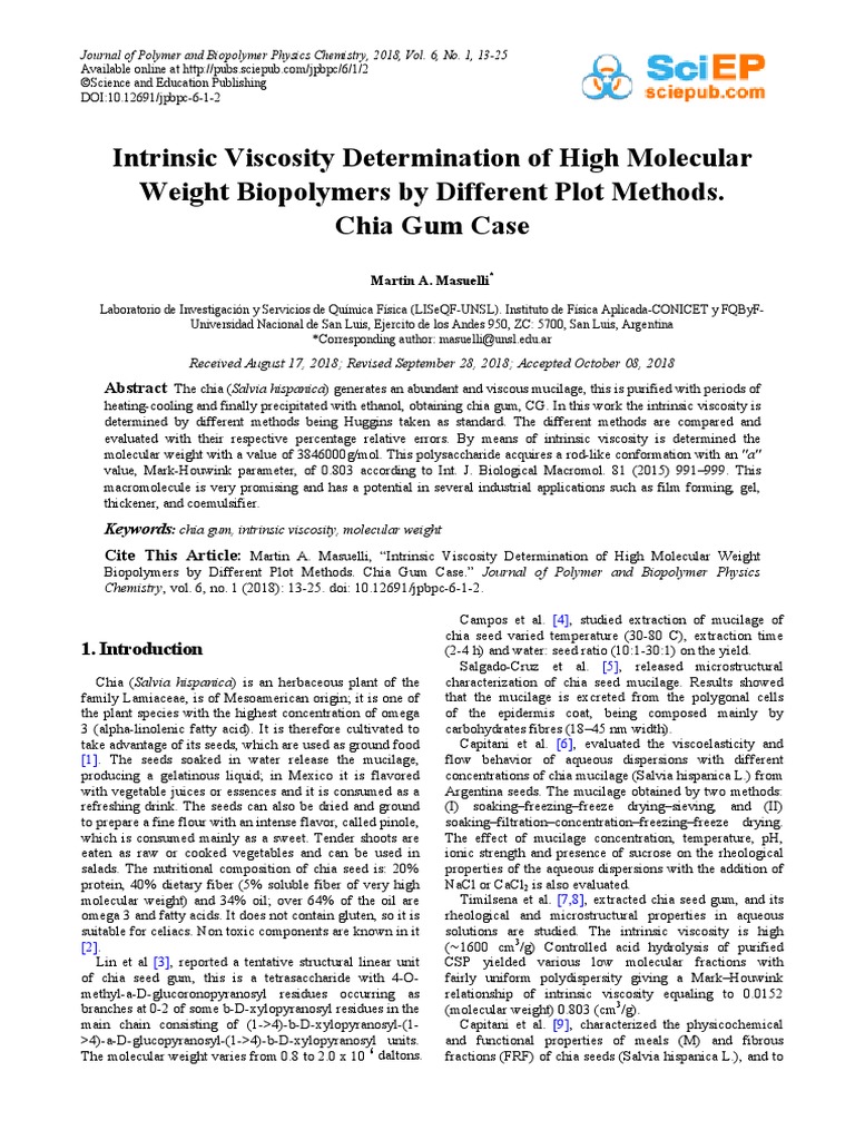 Intrinsic Viscosity Determination of High Molecular Weight Biopolymers ...