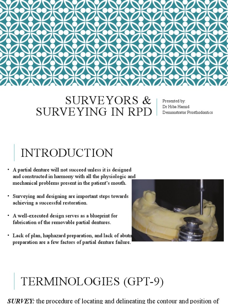 Surveyors & Surveying in RPD | PDF | Dentures | Surveying