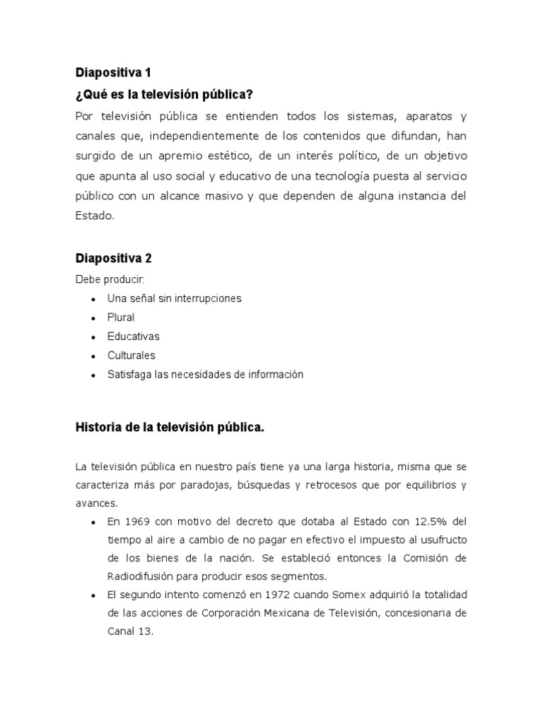 Historia y función de la televisión pública | PDF | Radiodifusión