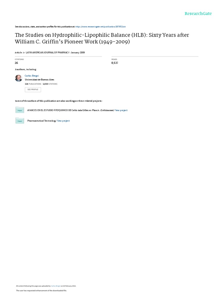 The Studies On Hydrophilic-Lipophilic Balance HLB | PDF | Emulsion ...