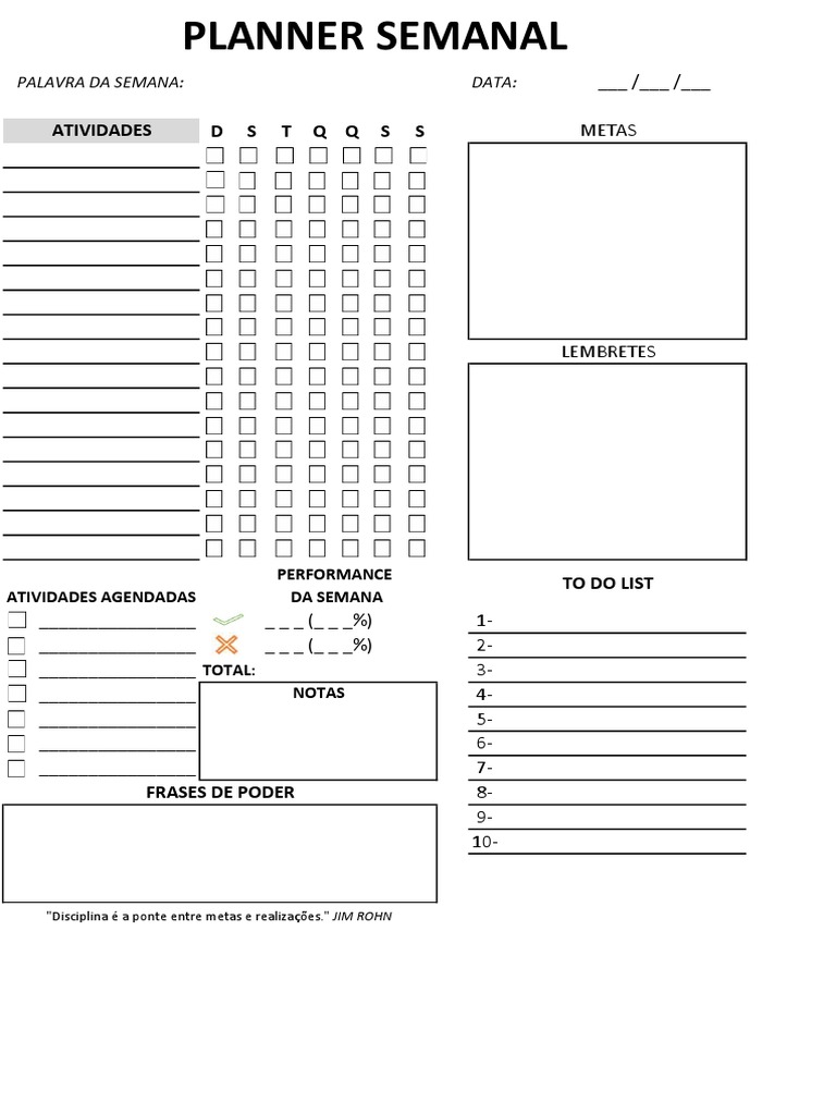 Planner Semanal | PDF