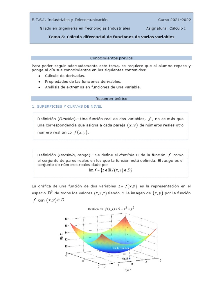 Tema 5 Varias Variables 21 - 22 | PDF | Derivado | Degradado