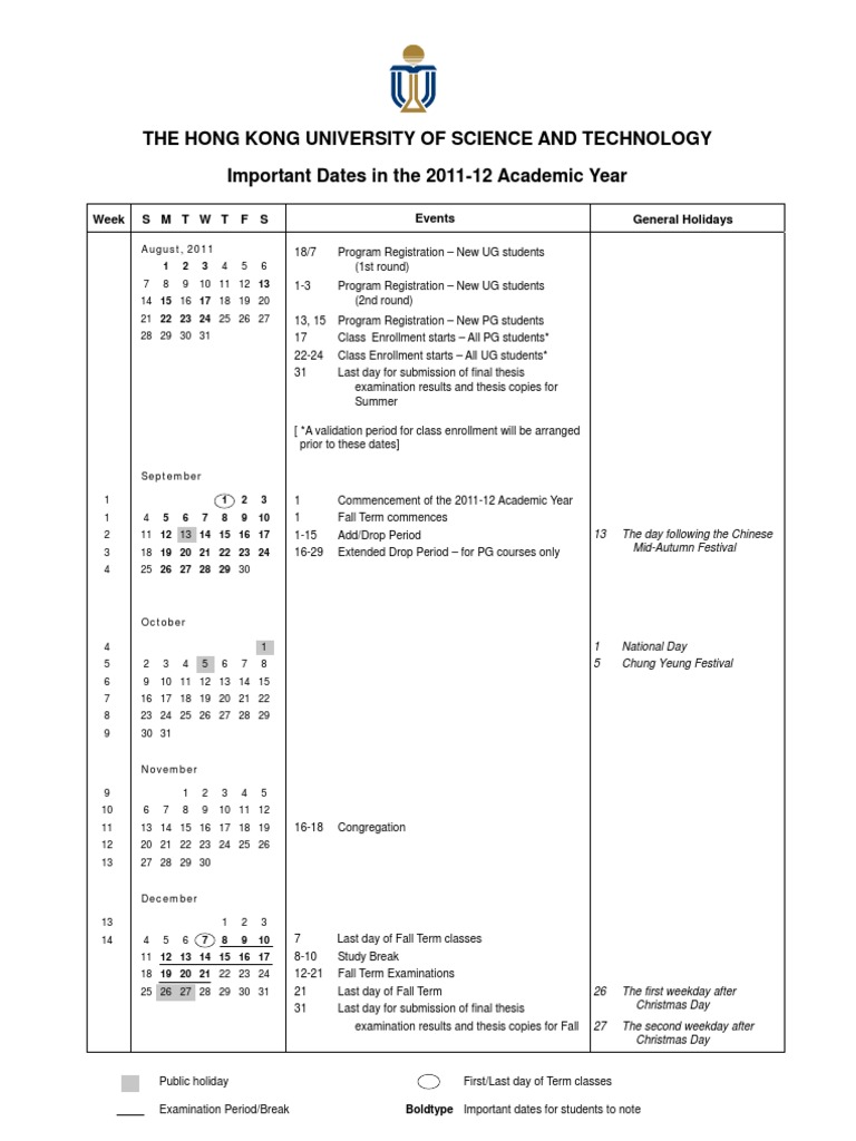 Calendar Dates 2011-2012 | Download Free PDF | Academic Term | Thesis