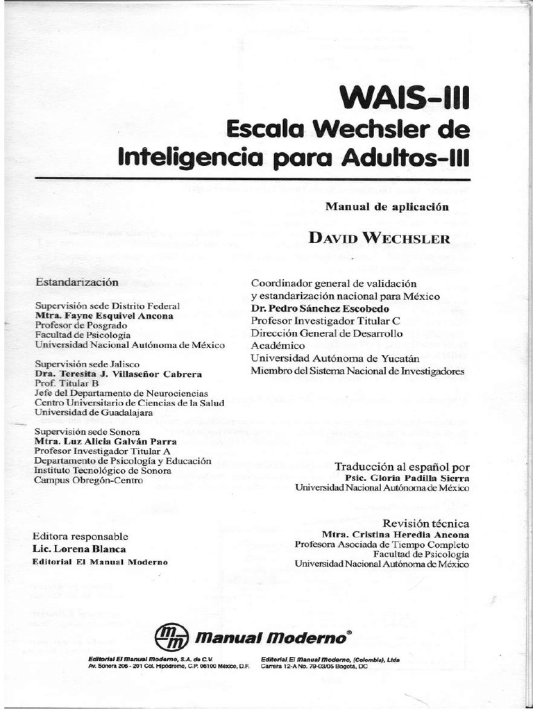 Wais III Manual de Aplicación - Compressed | PDF