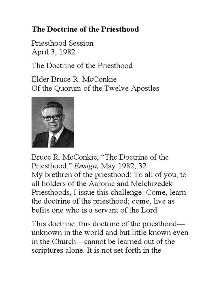 DOUTRINA DO SACERDOCIO Lds | PDF | Religious Belief And Doctrine | Theology