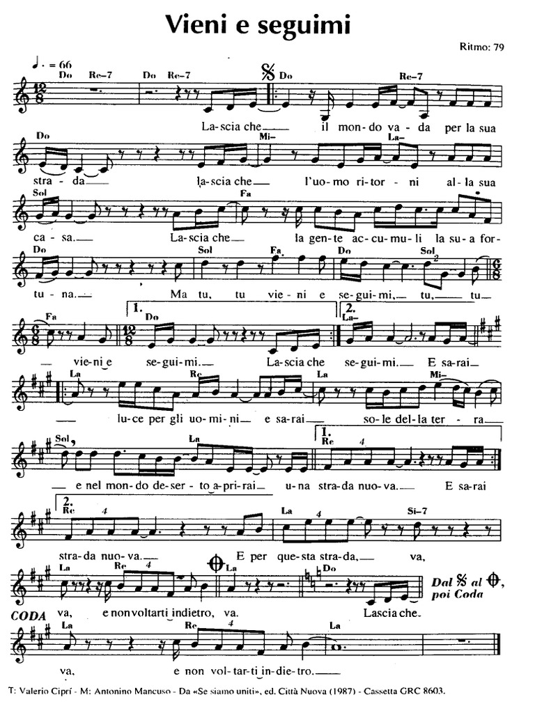 Vieni e Seguimi (Gen Rosso) | PDF