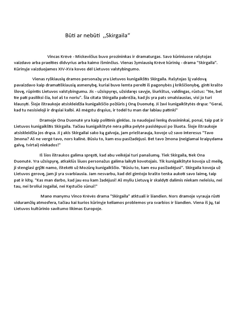 Buti Ar Nebuti Skirgaila Rasinys (Mokslobaze - LT) | PDF