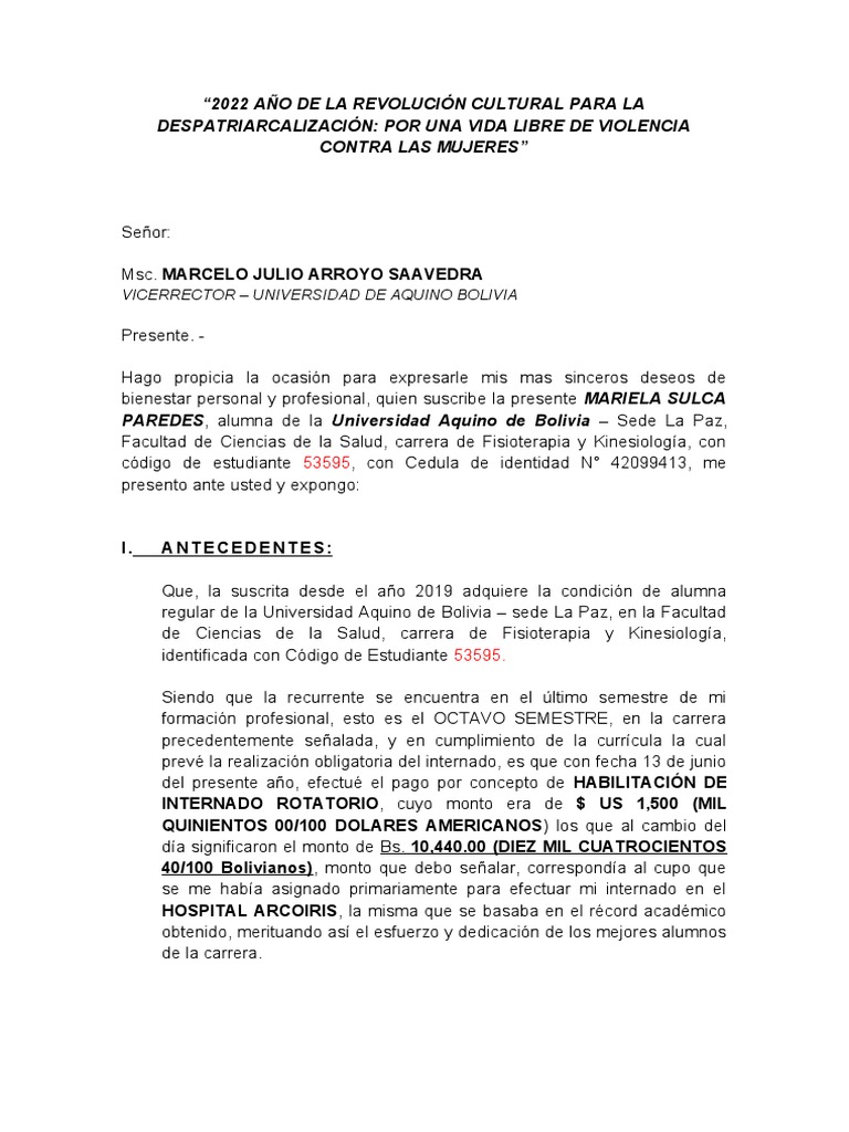 Carta Udabol | PDF | Debido al proceso