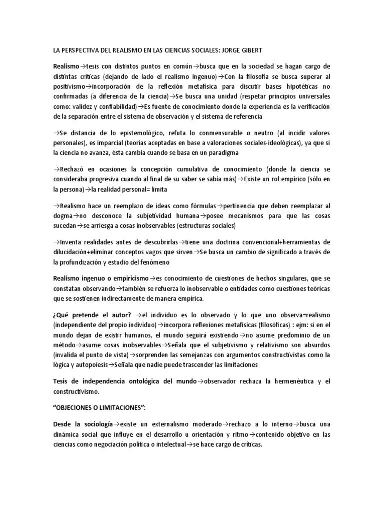 Realismo en Ciencias Sociales: Análisis Crítico | PDF | Realismo ...