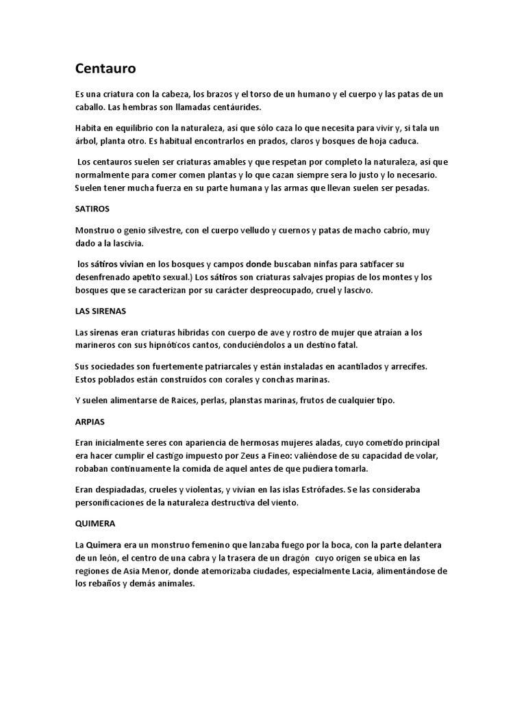 Centauro | PDF | Minotauro | Esfinge