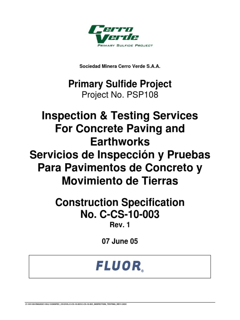 C-CS-10-003 Inspection Testing Rev1 | PDF | Specification (Technical ...