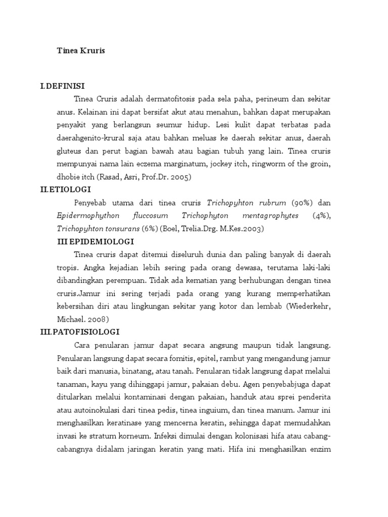 Tinea Kruris: Gejala, Penyebab, dan Diagnosis | PDF