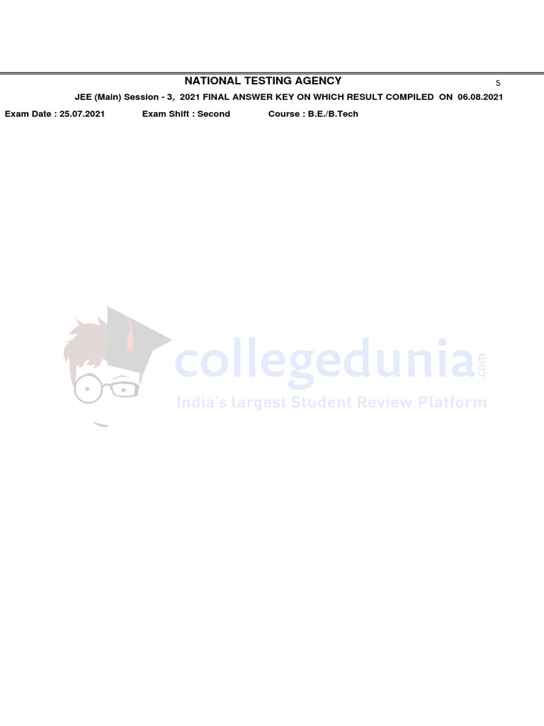 1641818739B.E B.TECH 25th July Shift 2 Answer Key | PDF | Vocational Education | Educational ...