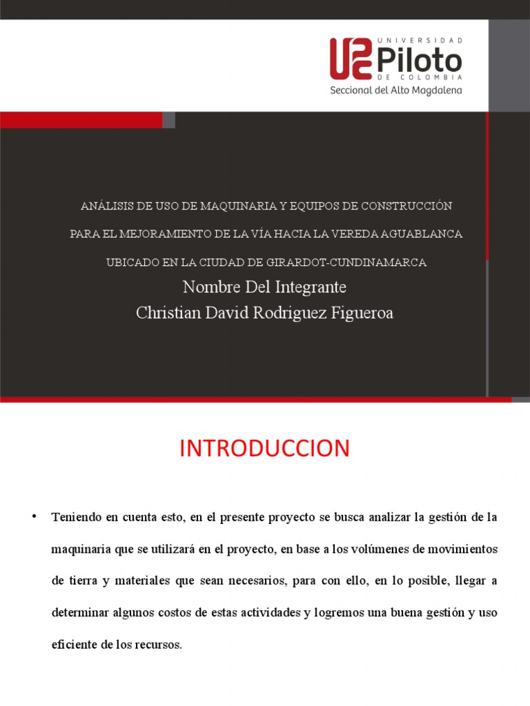 Diapositivas Avance Proyecto 2do Corte Maquinaria y Equipo | PDF