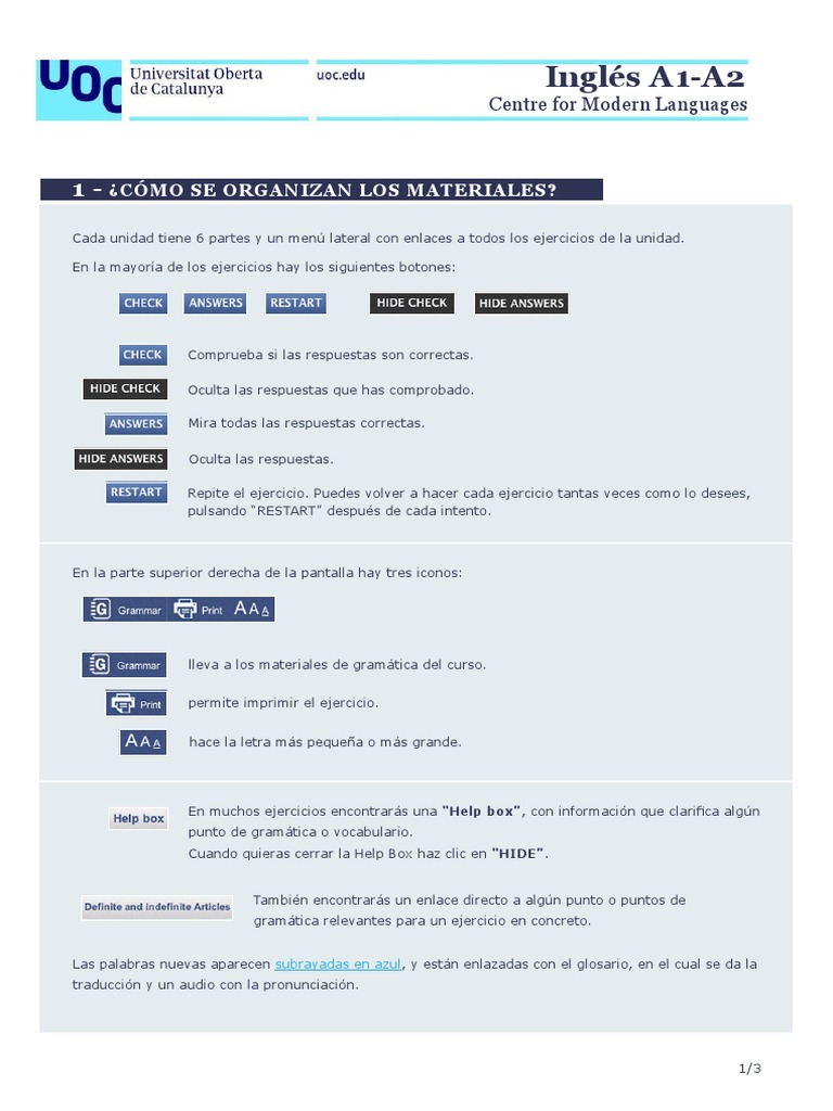 A1 1 Pautas para Seguir El Material Del Curso 1 | Descargar gratis PDF ...