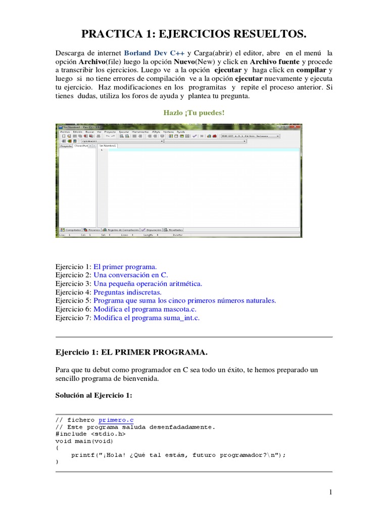 Practica De Principante En C Pdf Programa De Computadora Programación