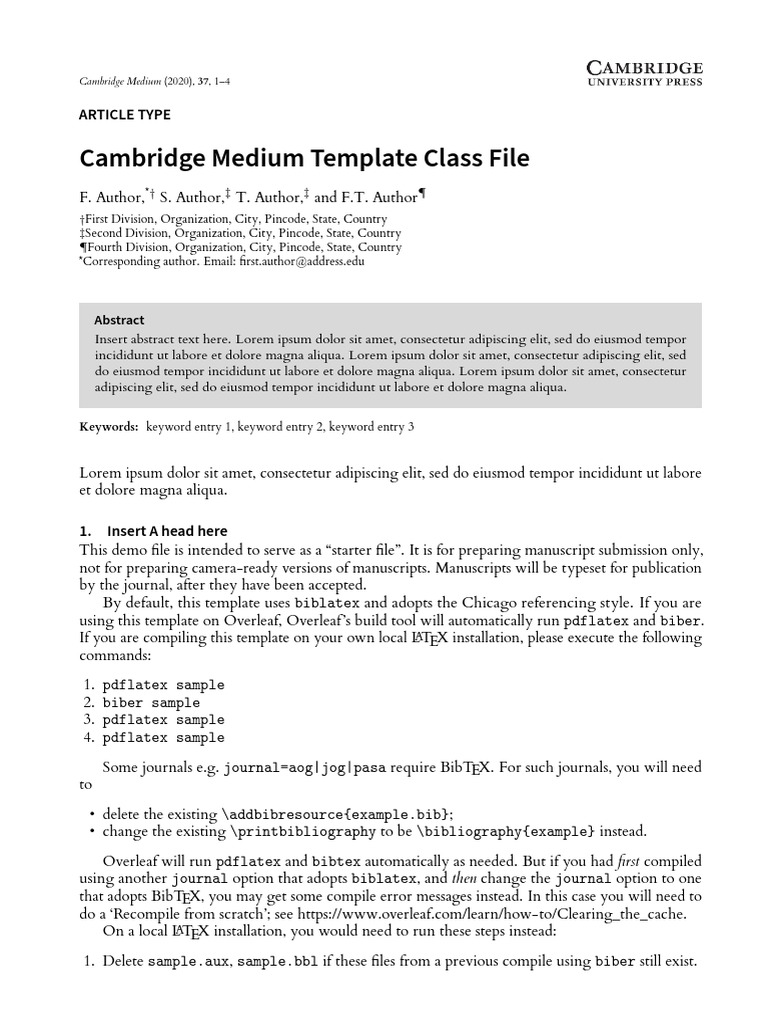 Cambridge Medium Template Class File | PDF | Computer File Formats ...