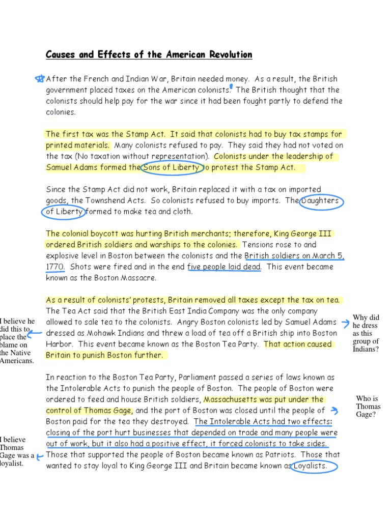 Causes of The American Revolution | PDF | American Revolution ...