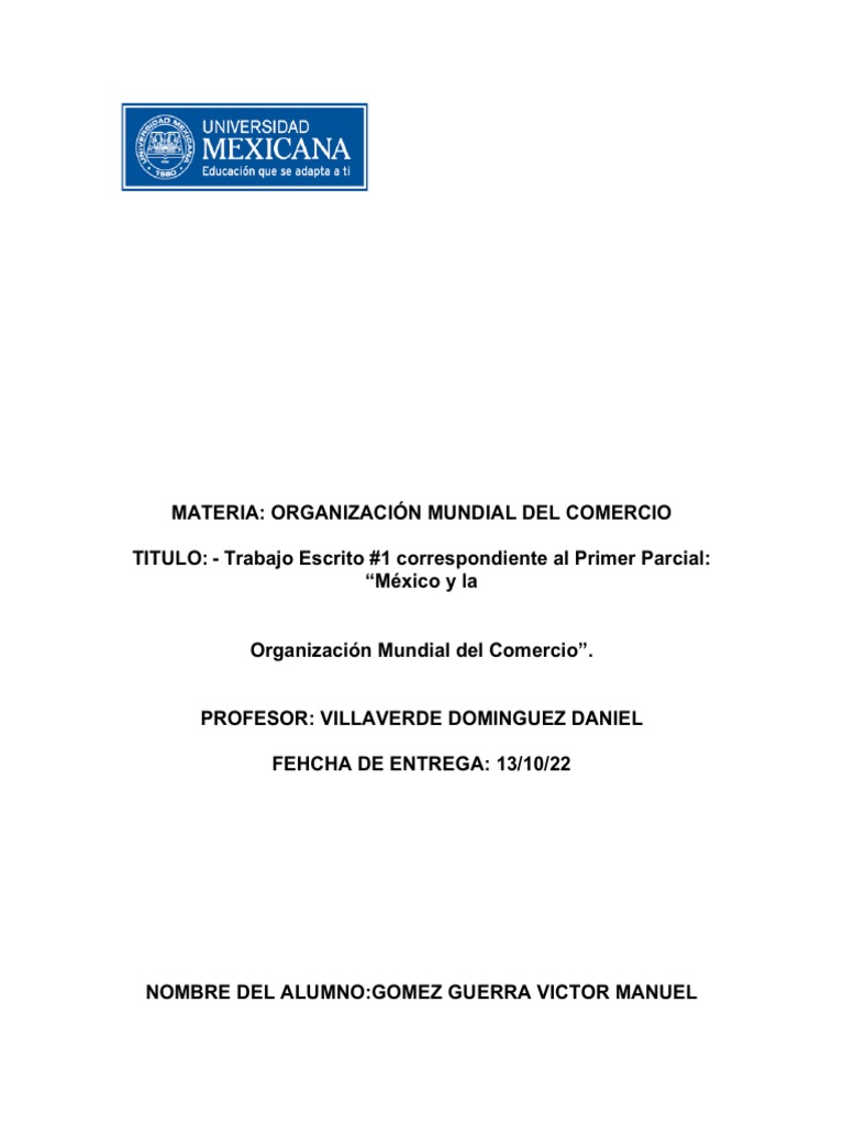 OMC y México | PDF | Organización de Comercio Mundial | Acuerdo General ...