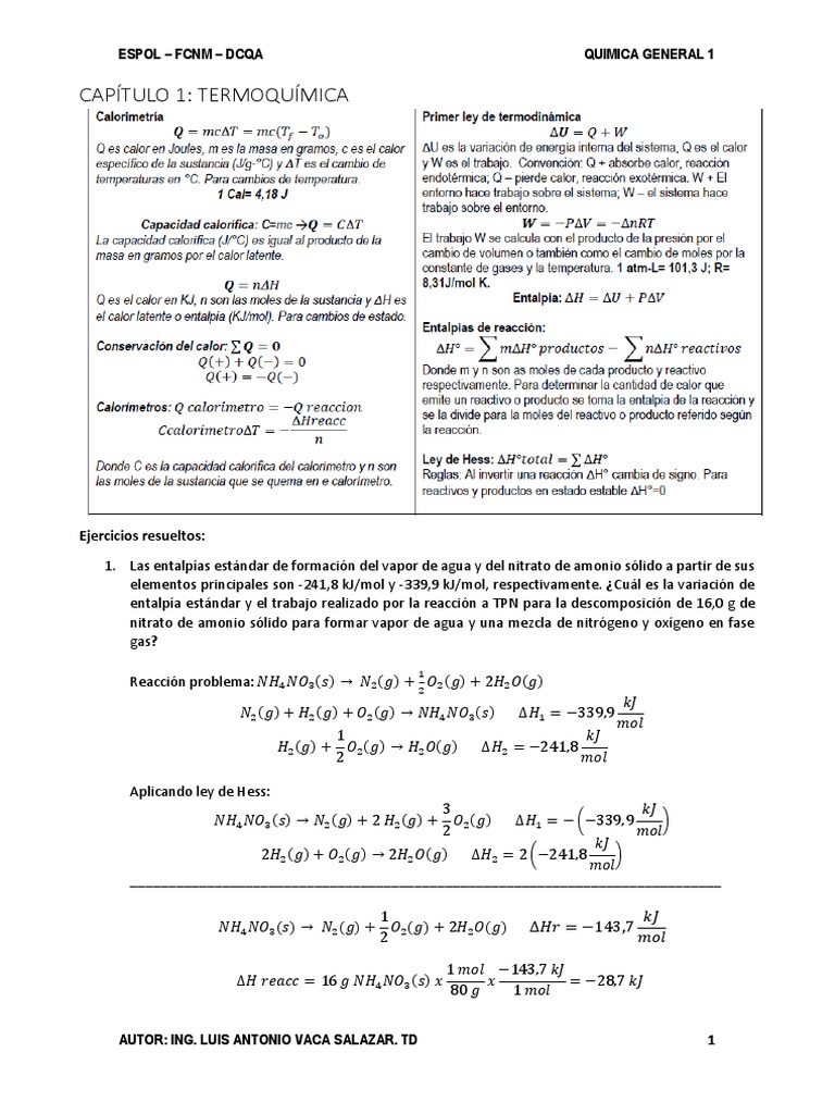 Ejercicios de Termoquímica Resueltos | PDF | Concentración | Solubilidad