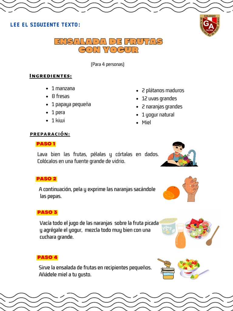 Receta de Ensalada de Frutas para Niños | PDF | Cocina, comidas y vino ...