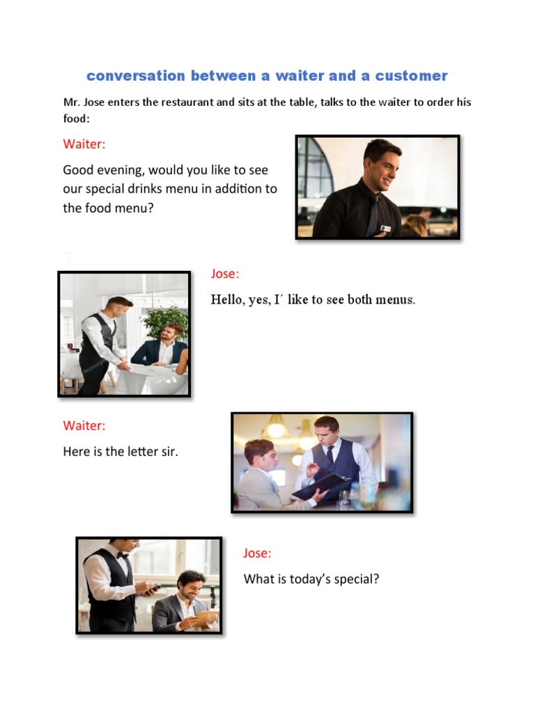 Waiter-Customer Conversation Script | PDF