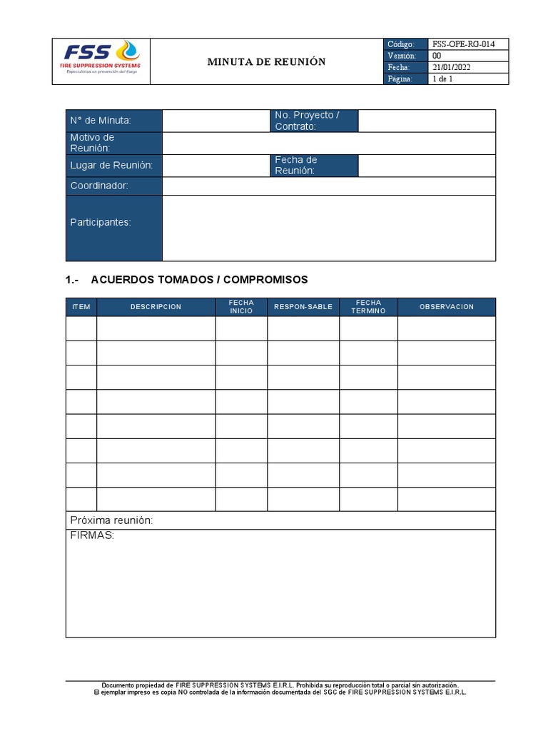 FORMATO Minuta de Reunión | PDF