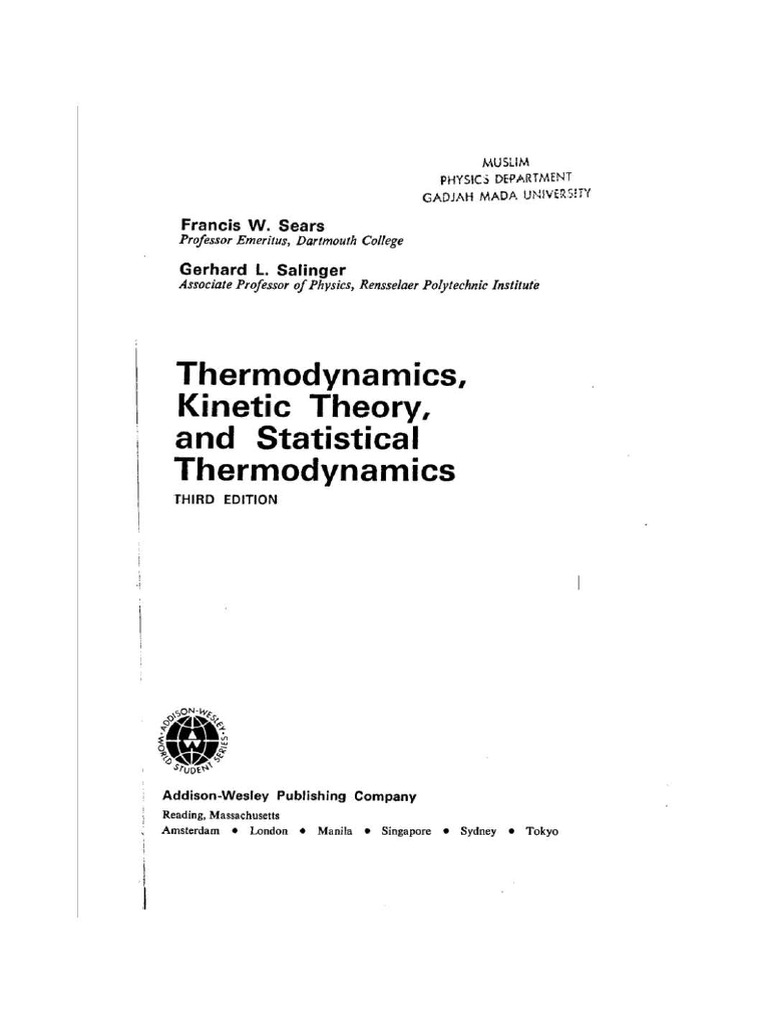 Francis W. Sears, Gerhard L. Salinger-Thermodynamics, Kinetic Theory, and Statistical ...