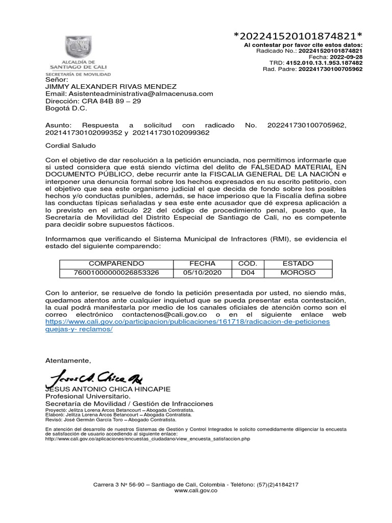 No Respuesta - Jimmy Alexander Rivas Mendez | PDF | Justicia | Crimen y ...