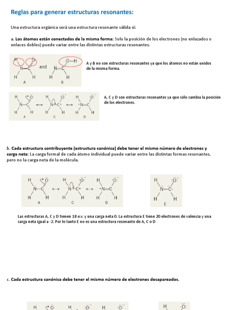 Reglas de Estructuras Resonantes en Química | PDF | Enlace covalente ...
