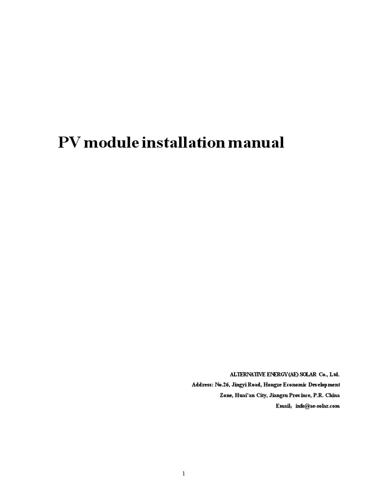 Installation Manual - AE SOLAR | PDF | Photovoltaics | Photovoltaic System