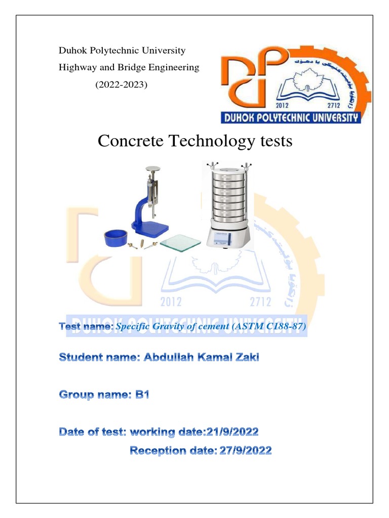 Specific Gravity of Cement Testing | PDF | Cement | Density