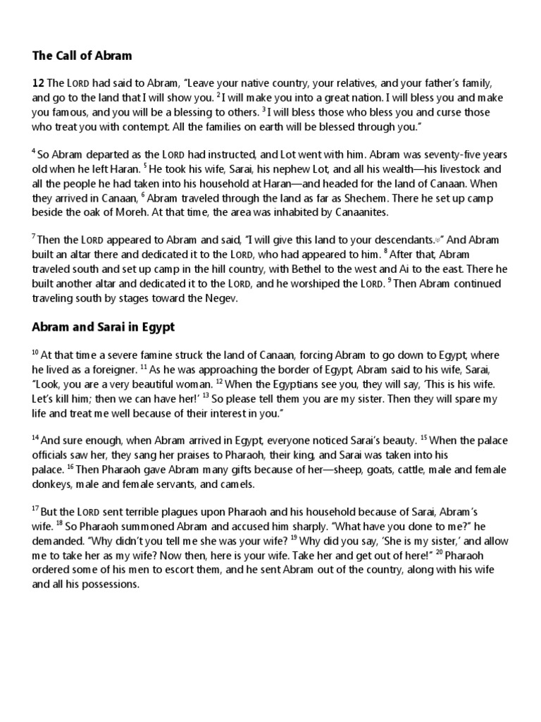 The Call of Abram: God's Promise and Abram's Journey of Faith | PDF | Abraham | Sarah