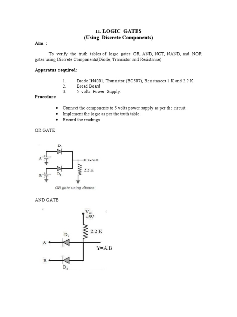 Logic Gates Verification with Discrete Components | PDF | Computers ...