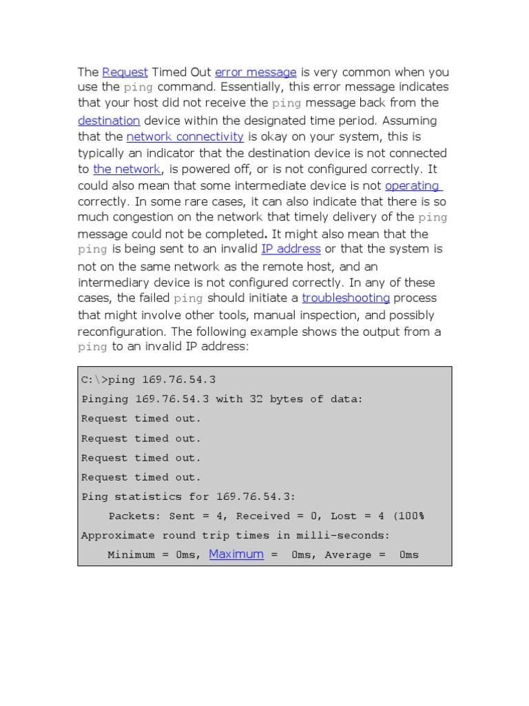 Ping Ping: Request Error Message | PDF