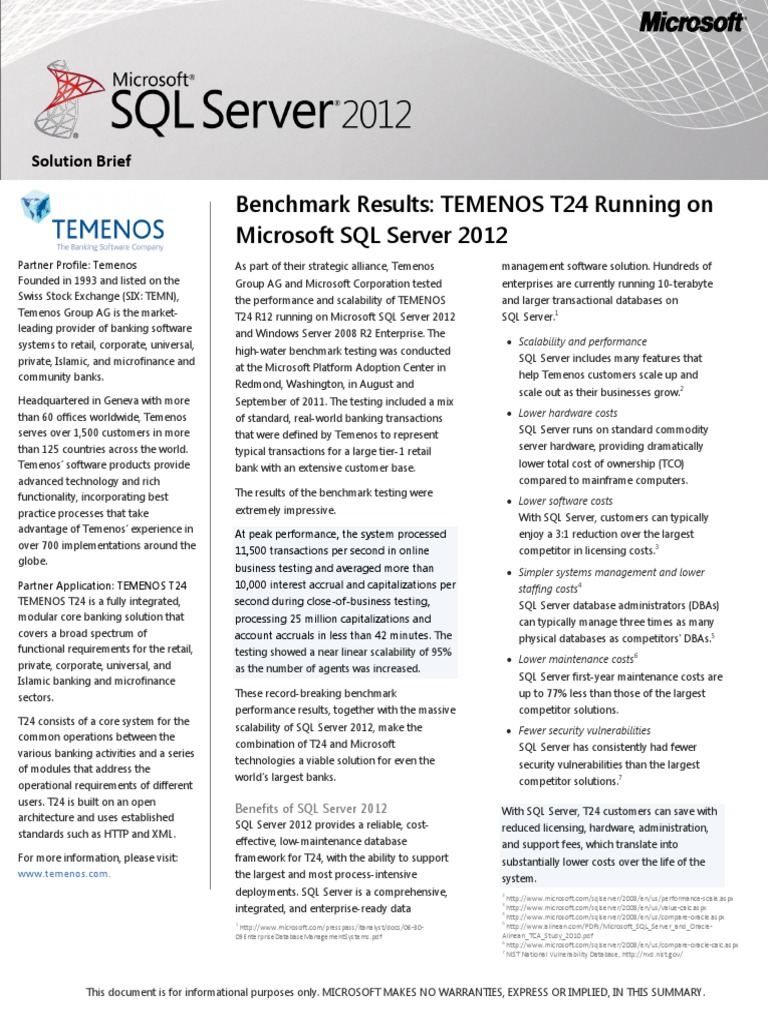 Temenos Solution Brief Final With XIO | PDF | Databases | Database Transaction